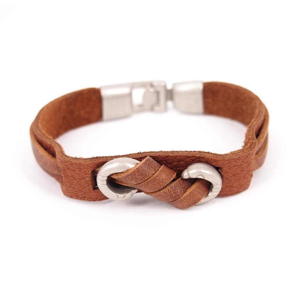 Handmade Leather Infinity Logo Bracelet Brown on Luulla