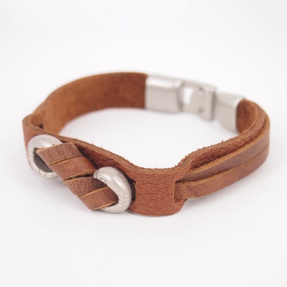 Handmade Leather Infinity Logo Bracelet Brown on Luulla